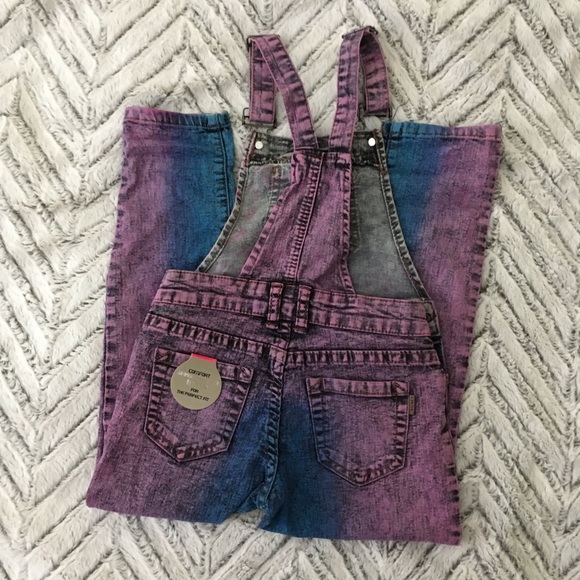 12K | Bottoms | Nwot Dipdyed Purple Blue Denim Overalls Girls 5 | Poshmark